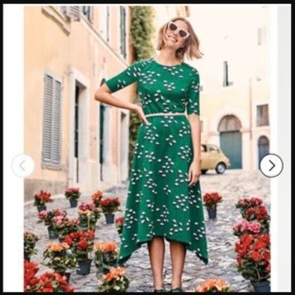 Boden | Dresses | Boden Dress Womens 4 Green Floral Leonie Ponte Lined ...